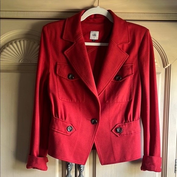 CAbi | Jackets & Coats | Cabi Red Blazer Militaryinspired Structured ...